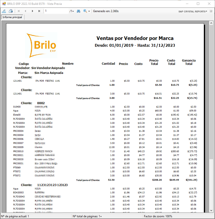 Detalle de Ventas por Vendedor por Marca - Brilo ERP Docs